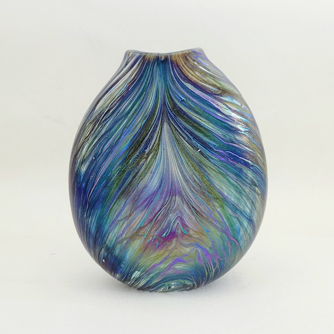 Hand Blown Iridescent Glass Vase - Etsy