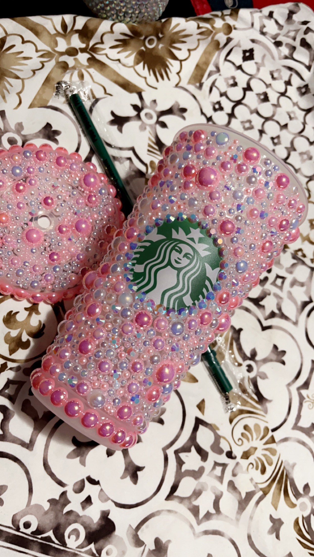 Light Pink Pearl Desing Bling Top Available Starbucks Cup - Etsy