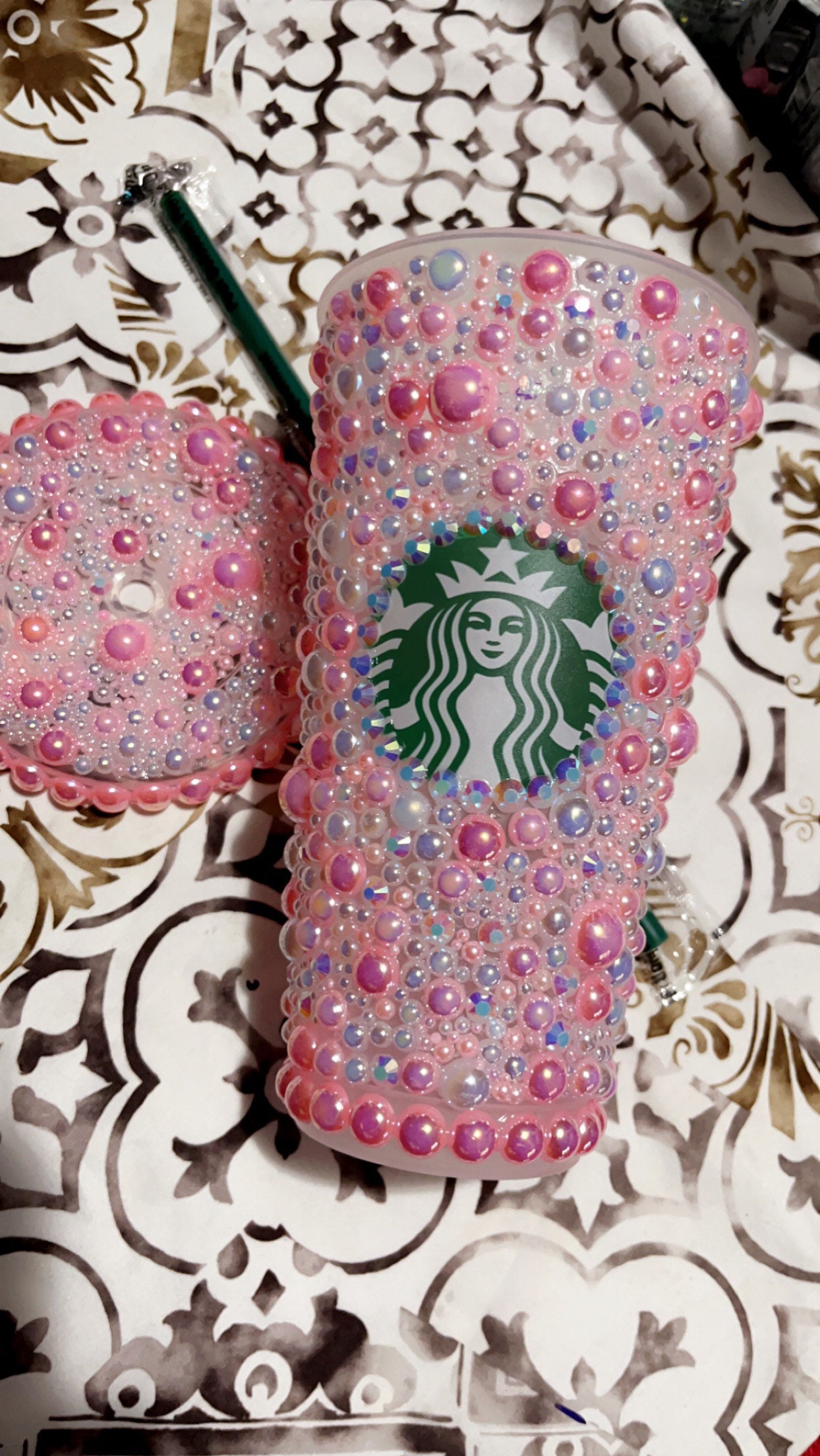 Light Pink Pearl Desing Bling Top Available Starbucks Cup - Etsy
