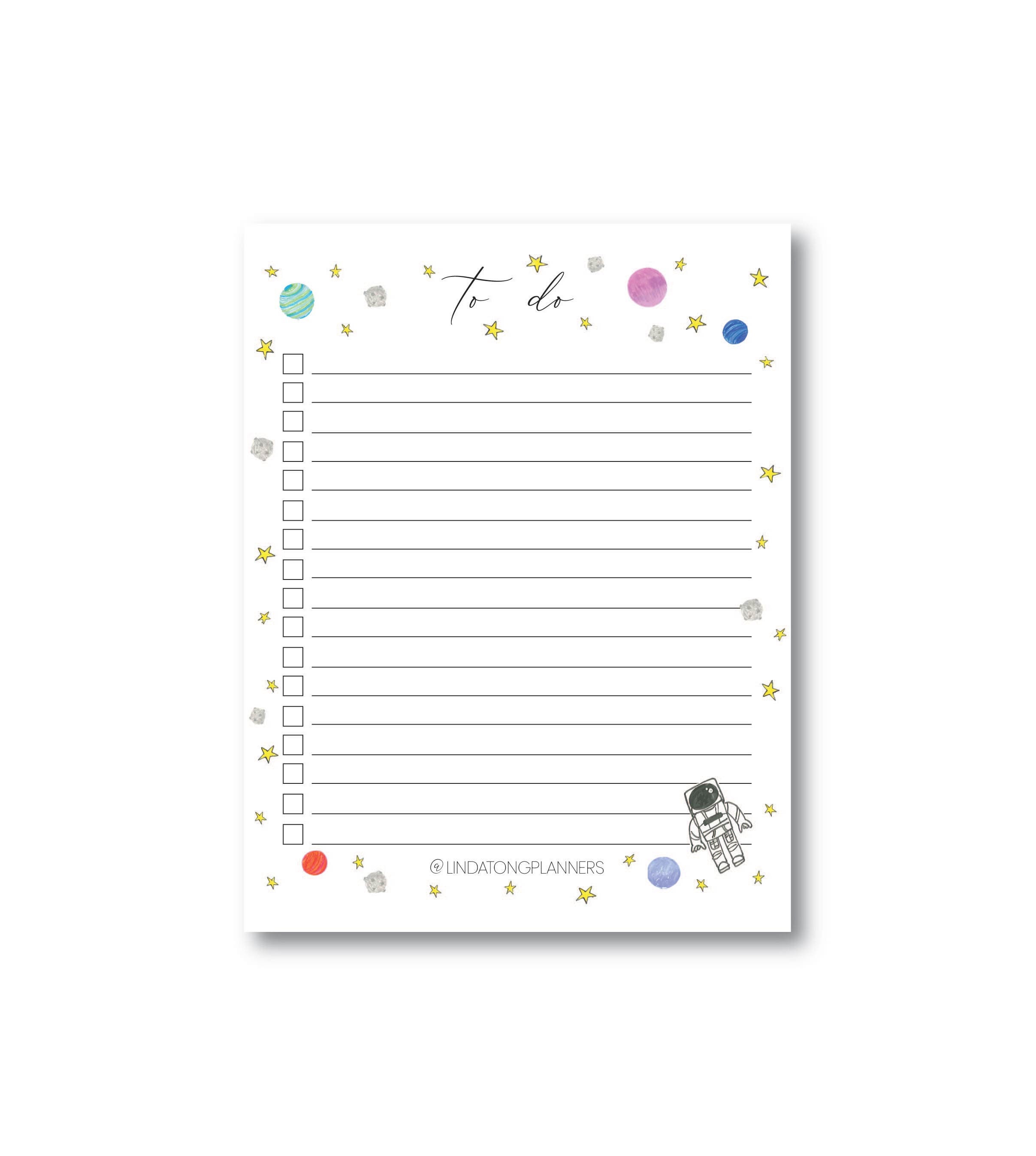 Planets in Space to Do List Notepad With Astronaut - Etsy