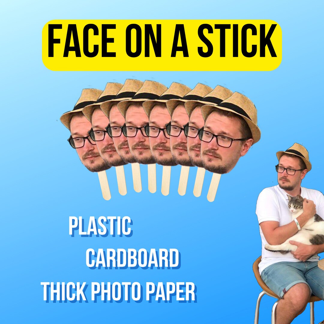 Face on Stick Big Head, Dog Cut Out, Party Face Stick, Face on a Stick ...