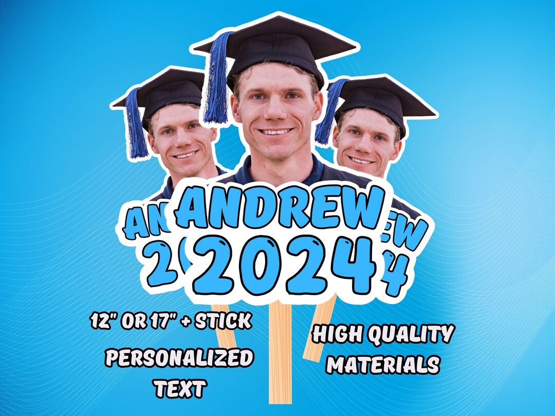 Custom Face on a Stick Fans With Handles, Graduation Fans, Gradfans ...
