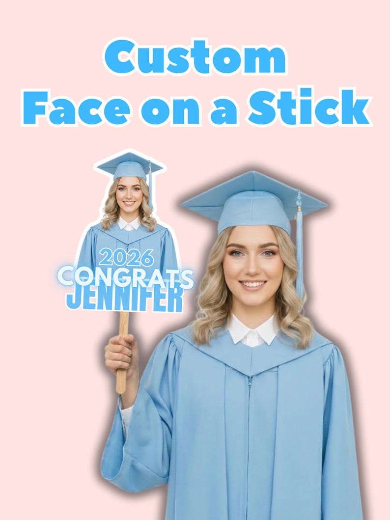 Custom Graduation Face Fan, Giant Face on a Stick, Graduation Big Head ...