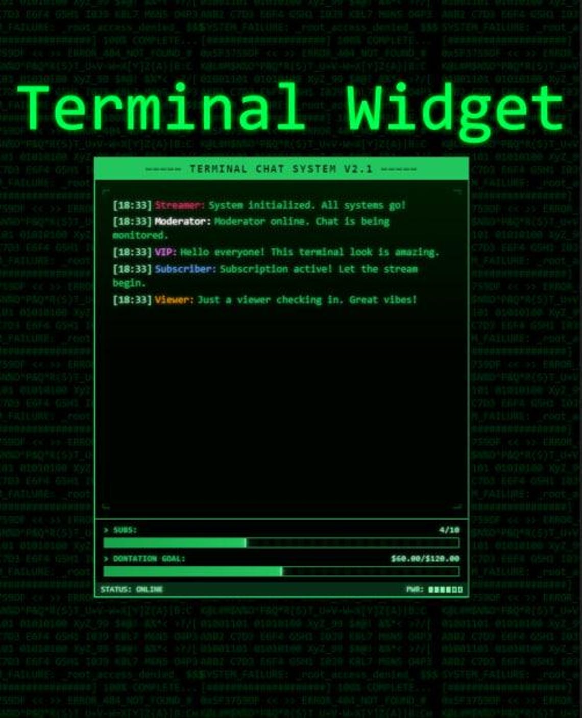 Terminal Hacker Twitch Chat Widget: Retro Stream Overlay for ...