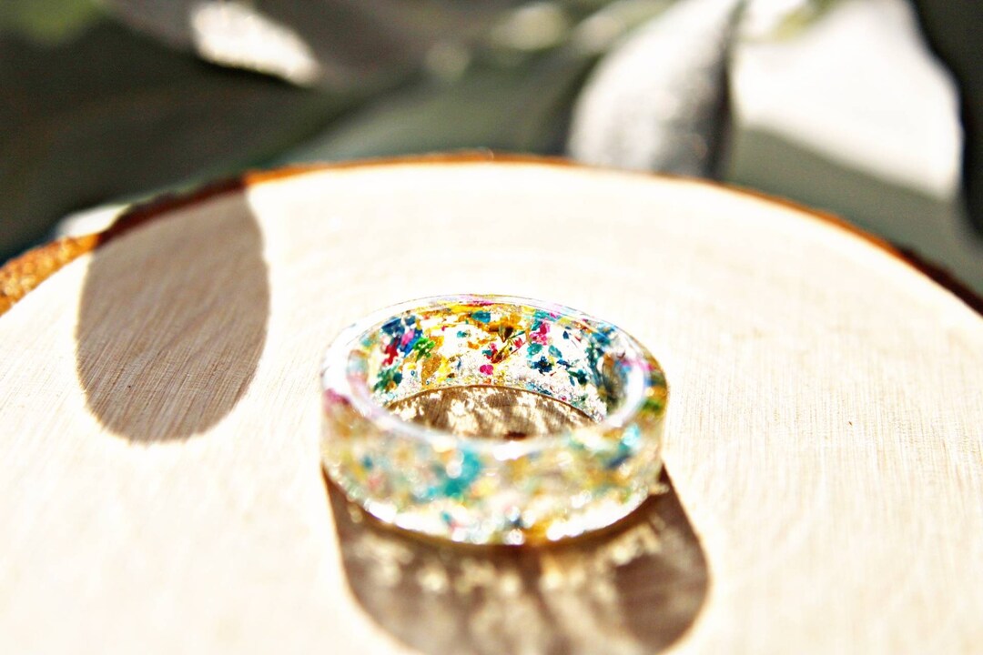 Resin Flower Ring Confetti Flower Ring - Etsy