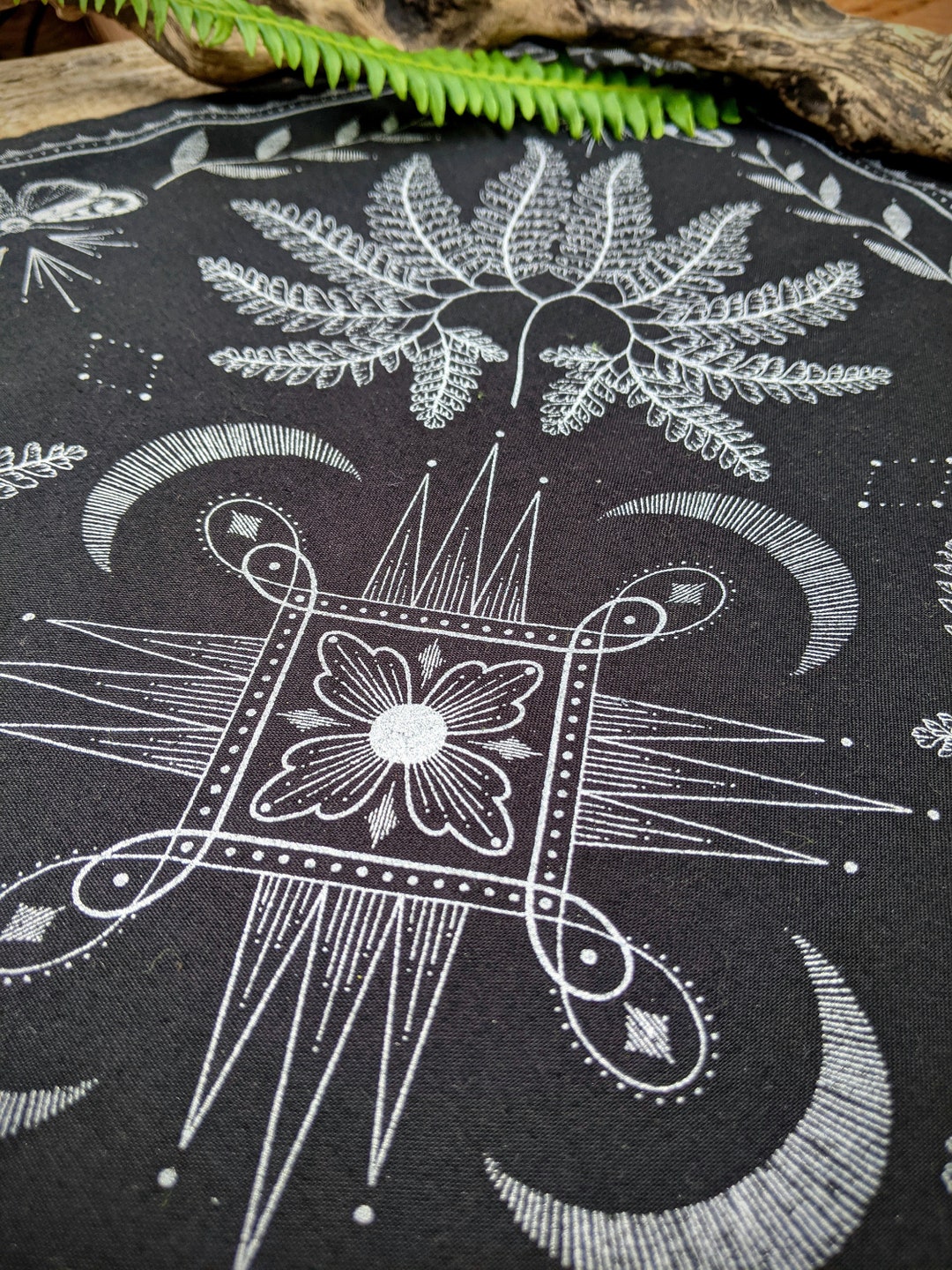 FERN MAGIC Bandana - Silver on Black - Etsy