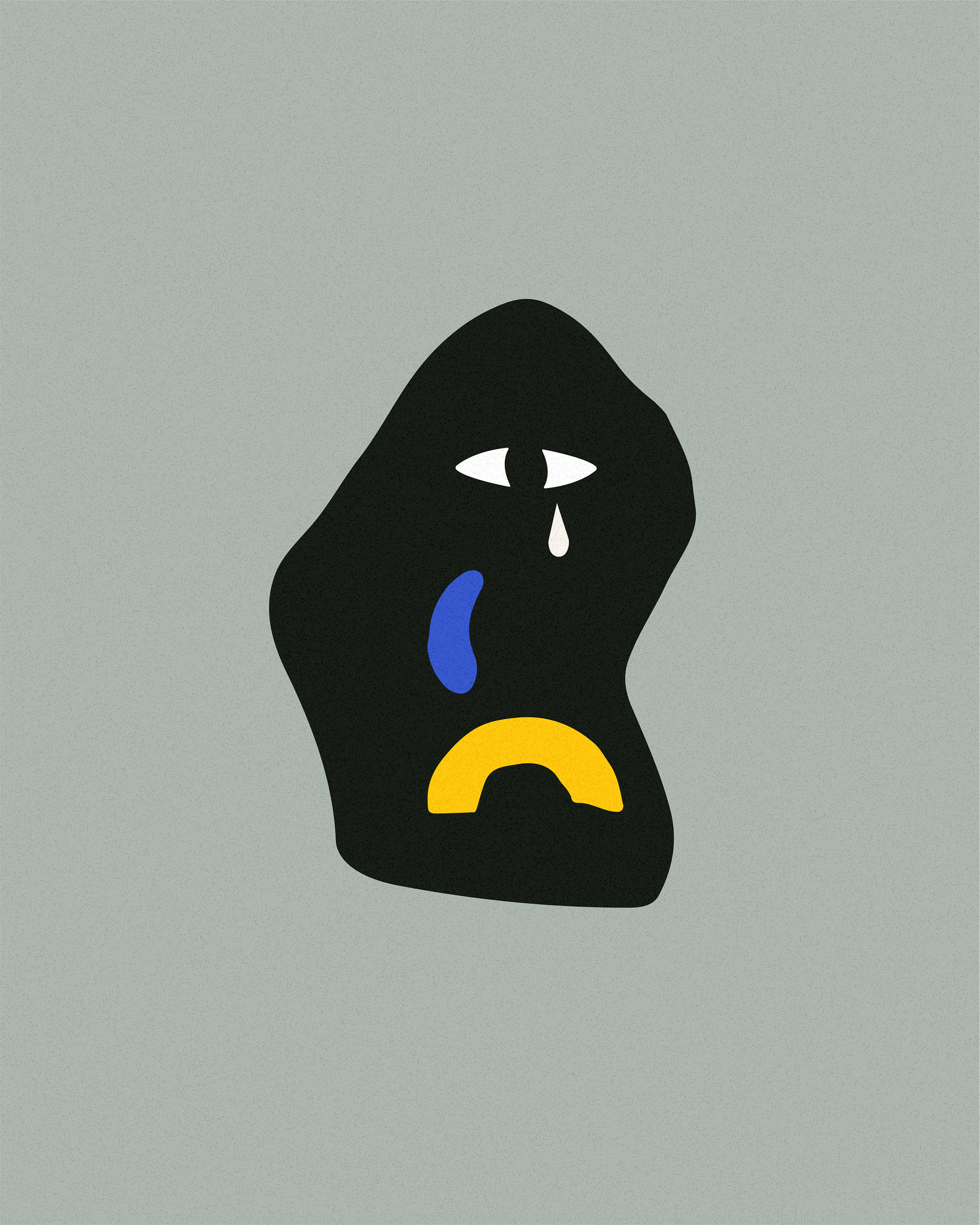 Abstract Sad Face Wall High Quality Art Print | Etsy