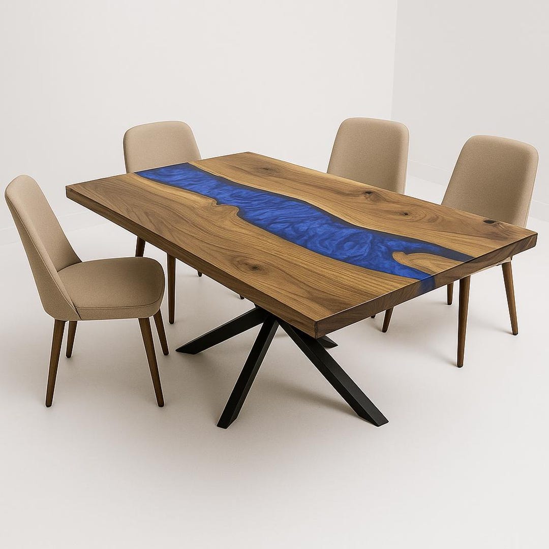 Custom Epoxy Dining Table, Epoxy Table, Dining Table, Live Edge Table ...