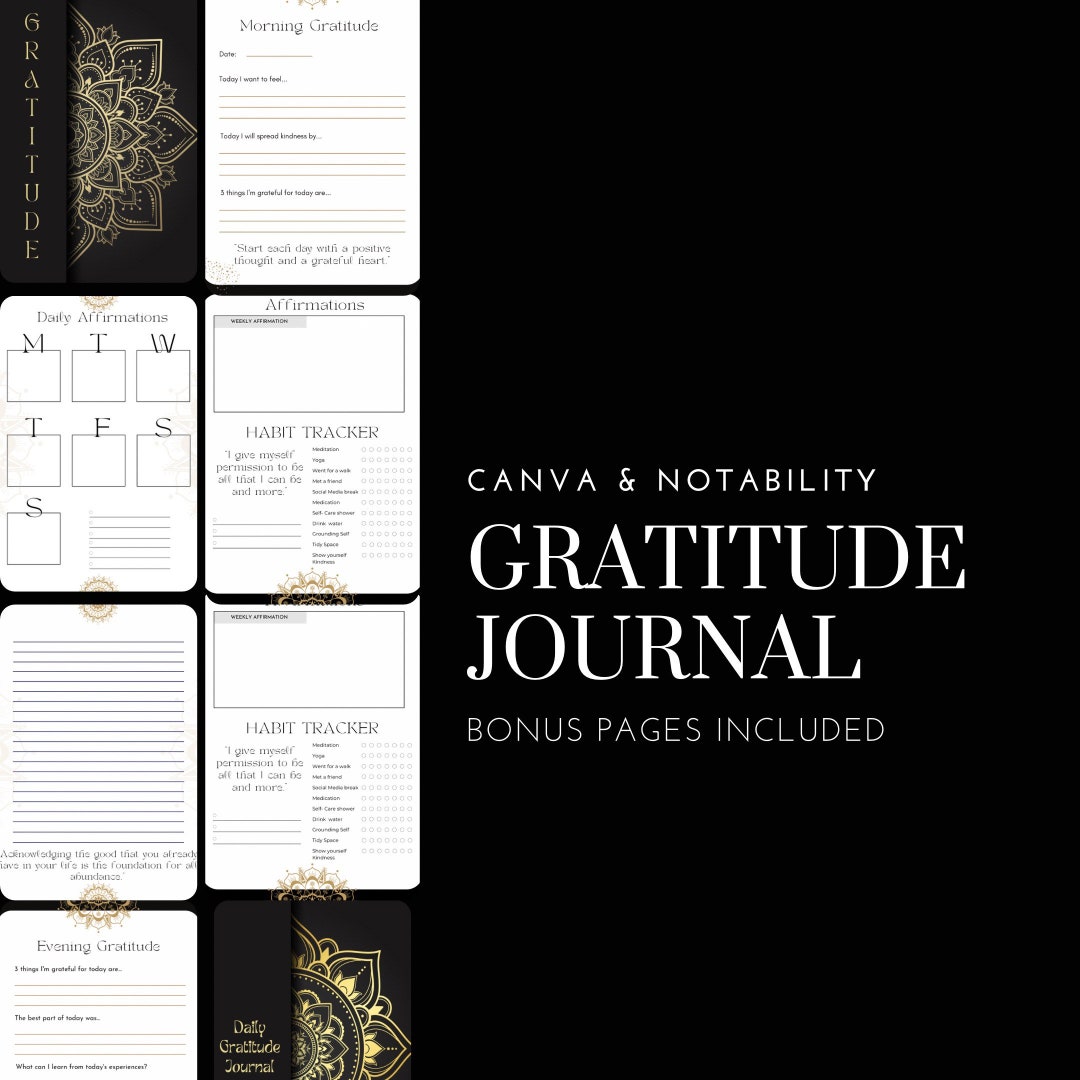 Digital Gratitude Journal, With BONUS Pages, for Goodnotes, Notability ...