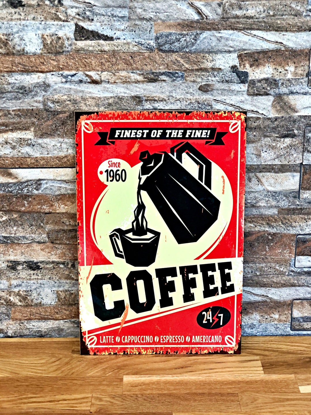 Vintage Poster, Coffee Shop Poster, Wooden Poster, Finest of the Fine ...