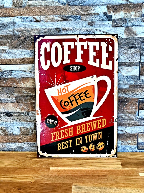 Vintage Poster Coffee Shop Poster Wooden Poster Best in | Etsy