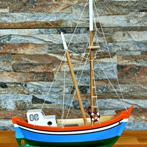 Handmade, Wooden Ship Model Fishing Boat, Wood Boat Model - Etsy