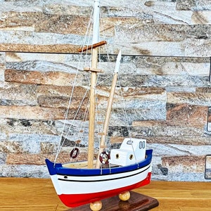 Handmade, Wooden Ship Model Fishing Boat, Wood Boat Model - Etsy