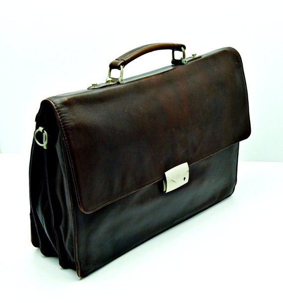 Vintage Brown Leather Briefcase, Vintage Briefcase wi… - Gem
