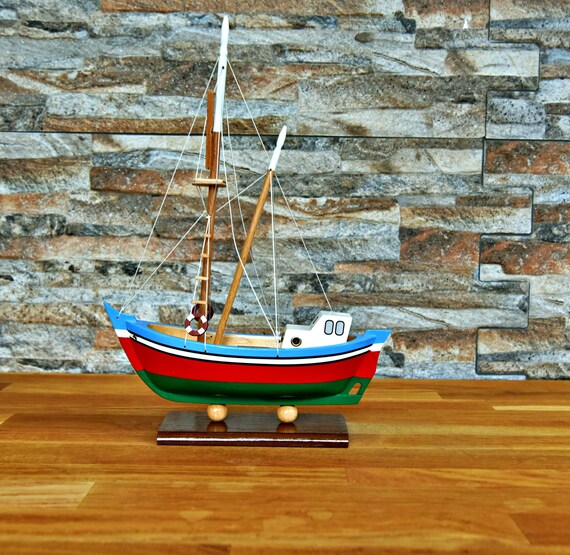 Handmade Wooden Ship Model Fishing Boat Wood Boat Model | Etsy