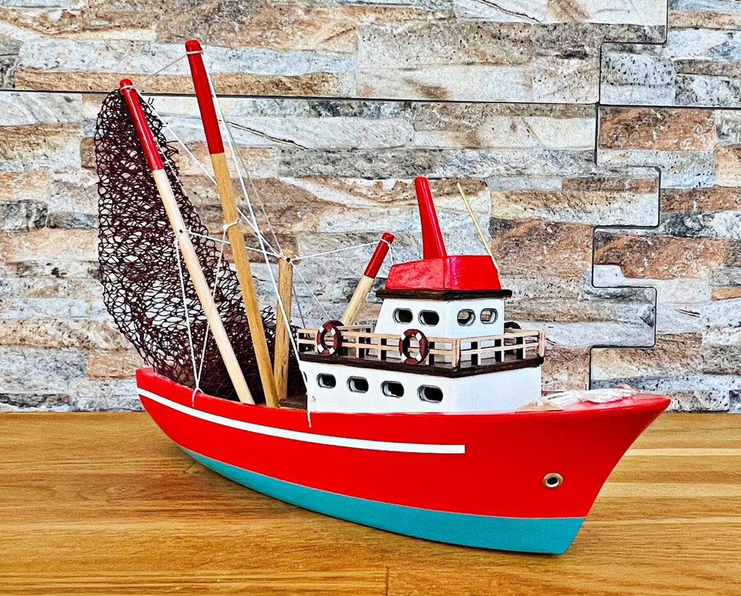 Handmade, Wooden Ship Model, Fishing Boat, Wood Boat Model, Model Ship ...