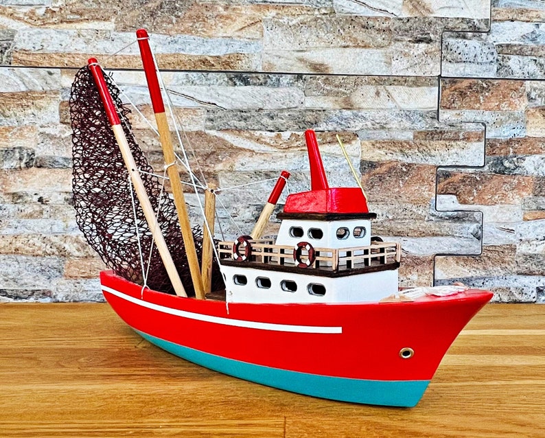Handmade Wooden Ship Model Fishing Boat Wood Boat Model - Etsy