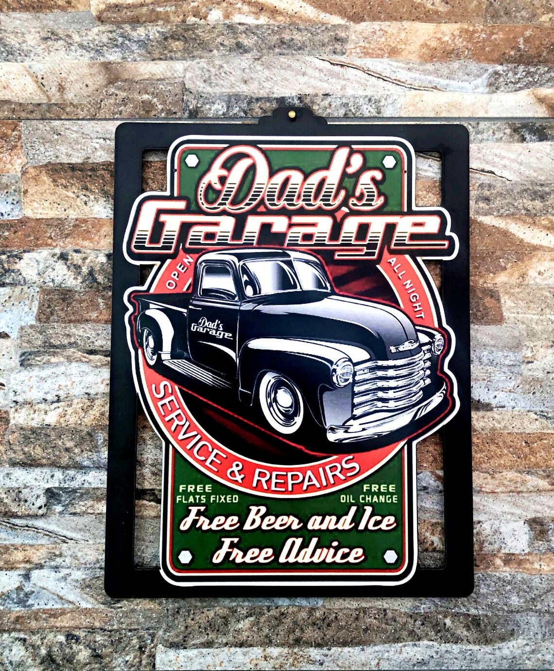 Vintage Poster Dad's Garage Poster Wooden Poster Car - Etsy