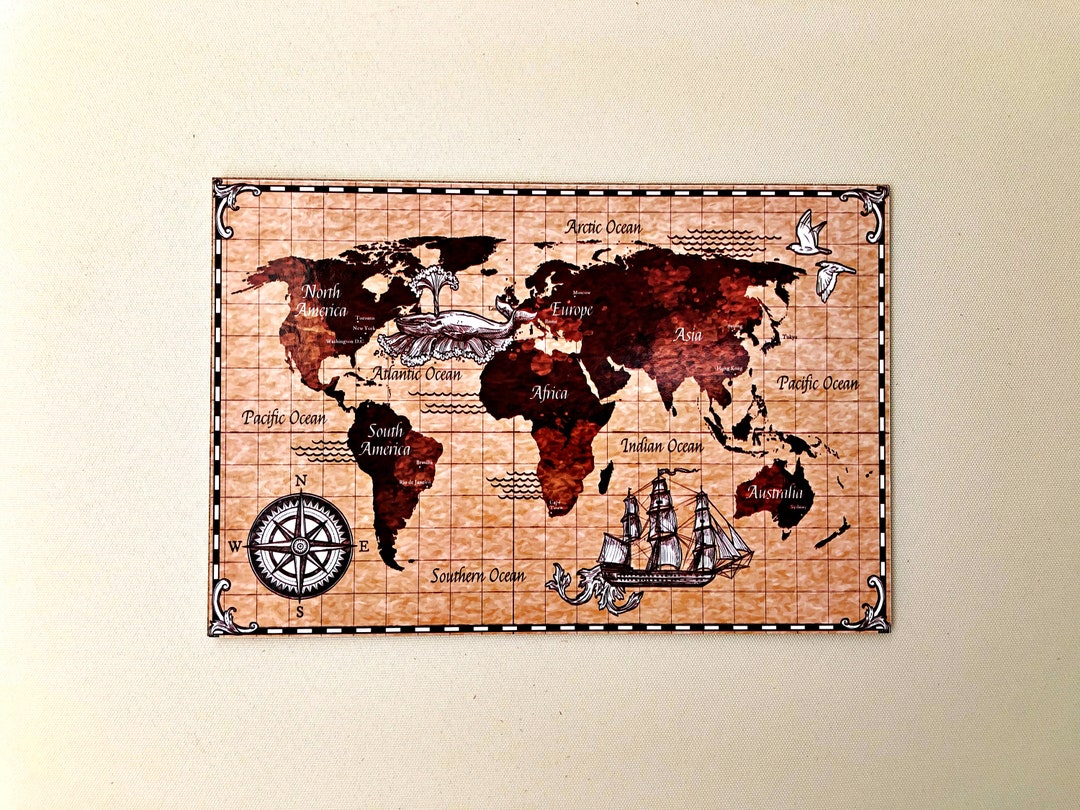 Historical Map Vintage Retro Poster, Wooden Poster, Vintage Map of ...