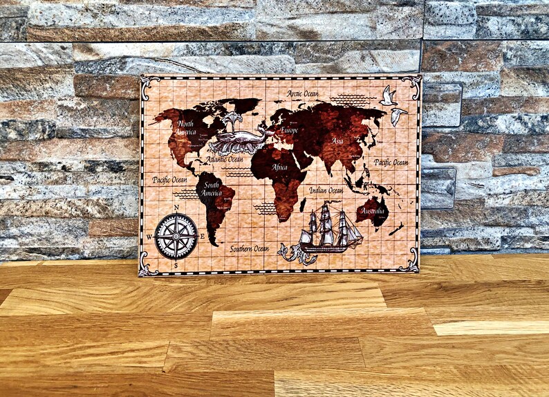 Historical Map Vintage Retro Poster Wooden Poster Vintage - Etsy