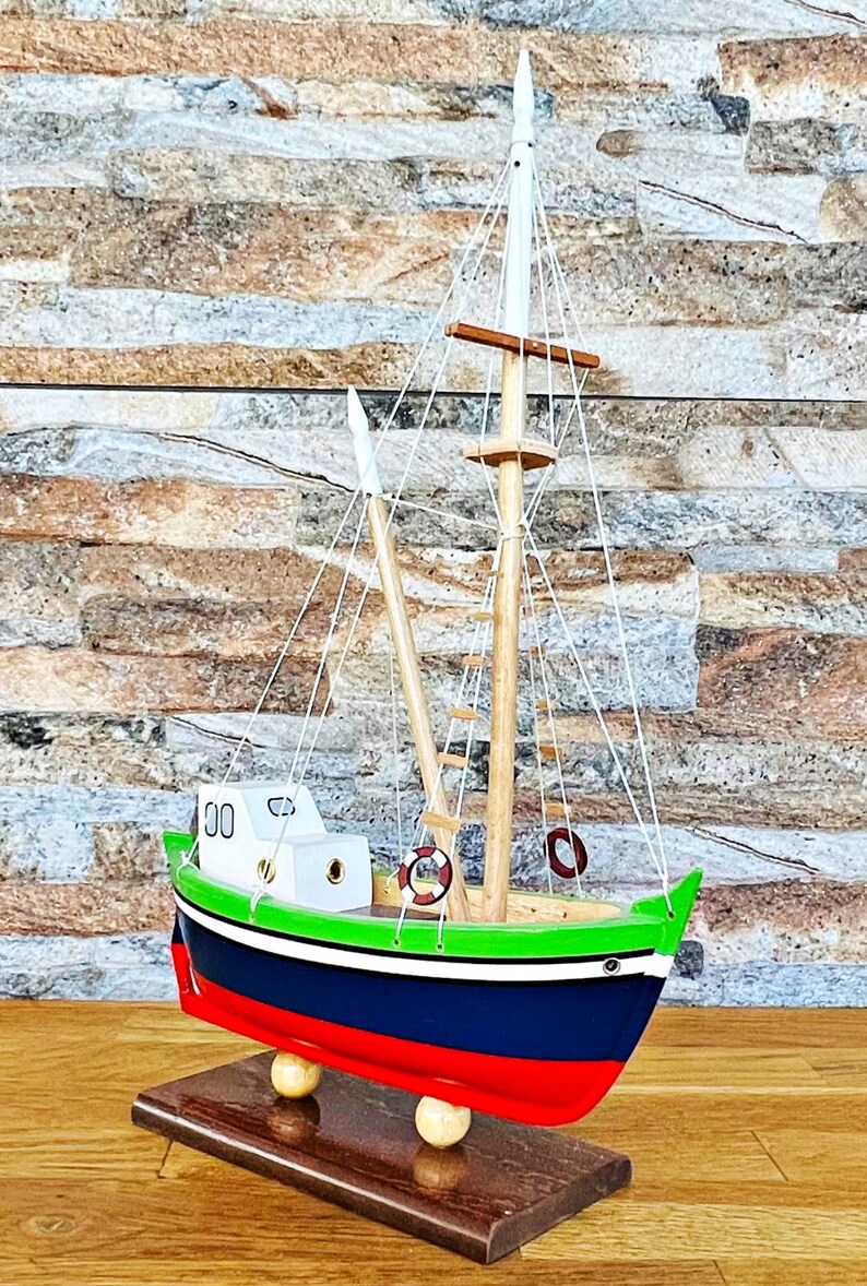 Handmade, Wooden Ship Model Fishing Boat, Wood Boat Model - Etsy