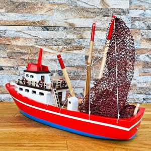 Handmade, Wooden Ship Model, Fishing Boat, Wood Boat Model - Etsy