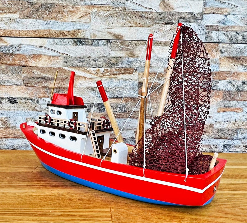 Handmade Wooden Ship Model Fishing Boat Wood Boat Model - Etsy