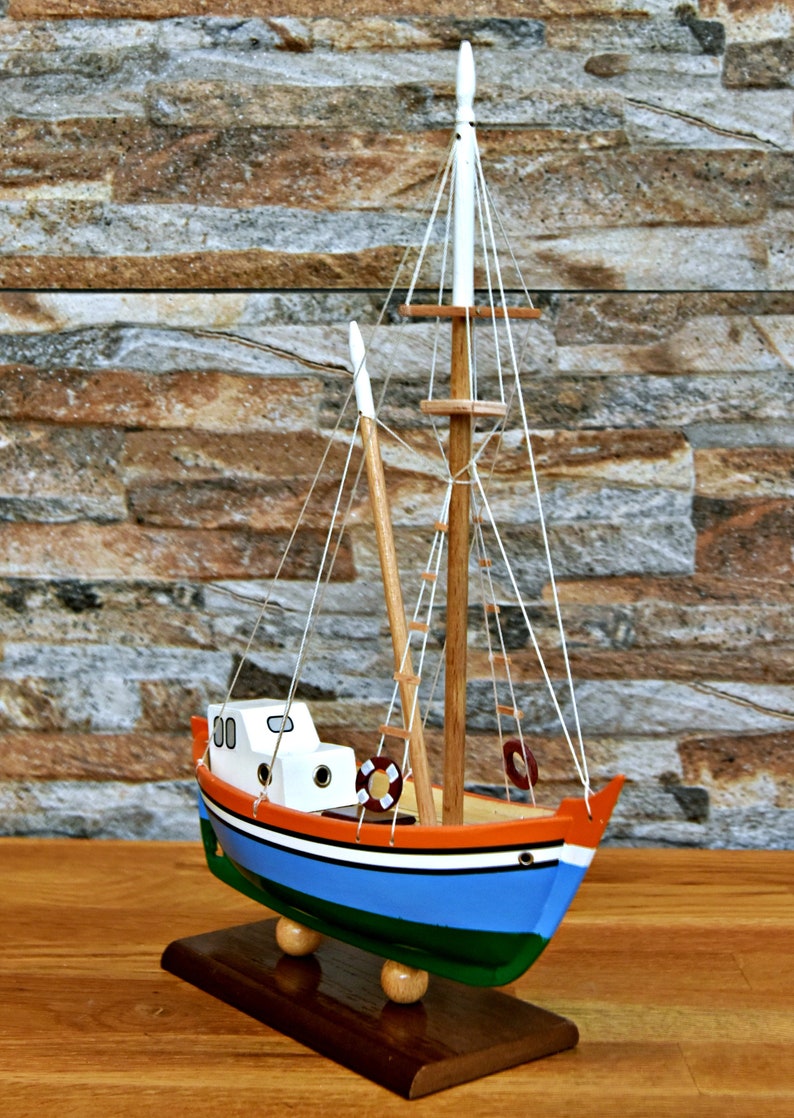 Handmade, Wooden Ship Model Fishing Boat, Wood Boat Model - Etsy