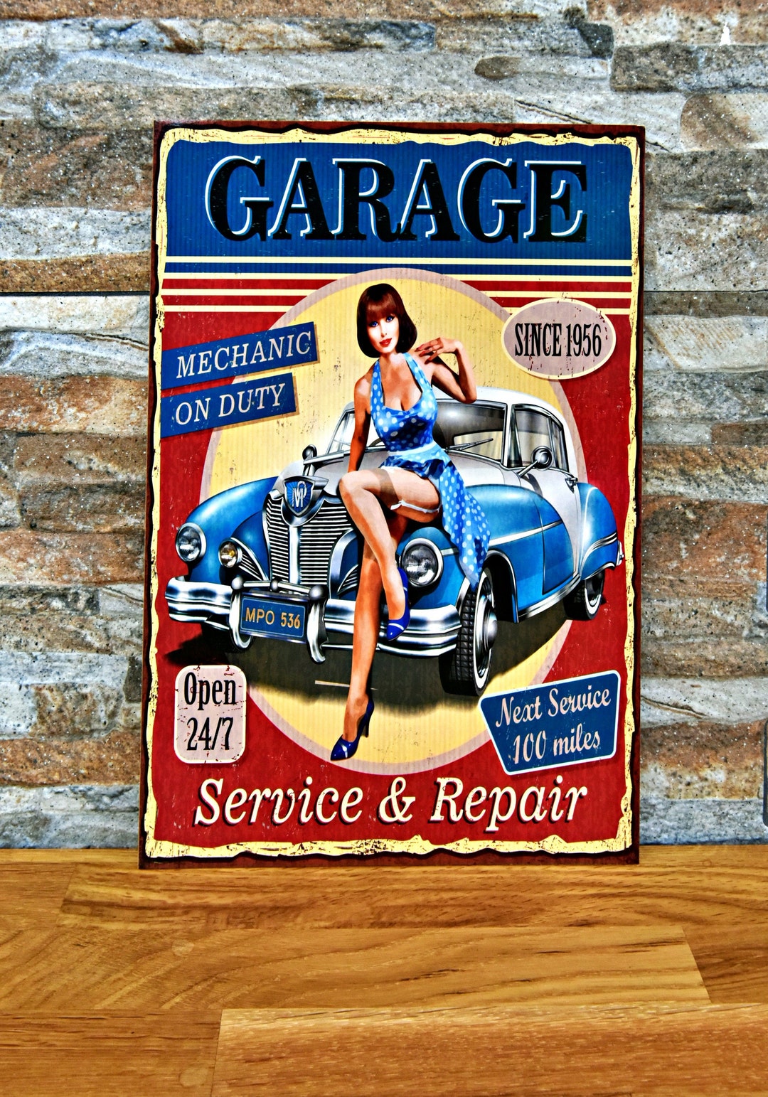 Vintage Poster, Car Poster, Garage, Wooden Poster, Retro Poster, Open ...