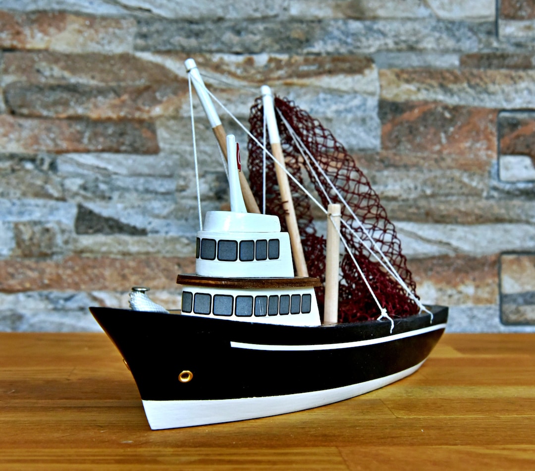 Handmade, Wooden Ship Model Fishing Boat - Etsy