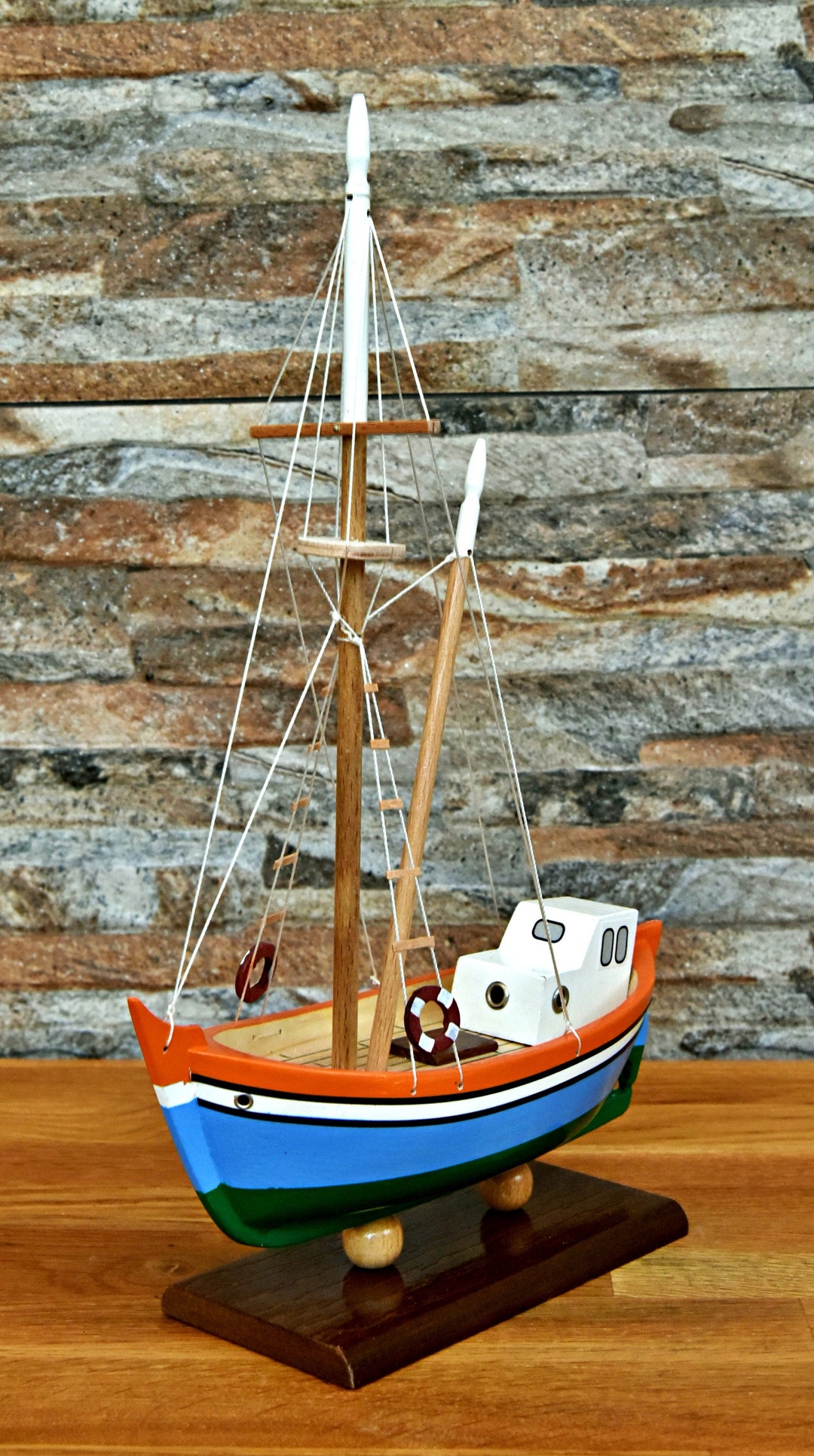 Handmade, Wooden Ship Model Fishing Boat, Wood Boat Model - Etsy