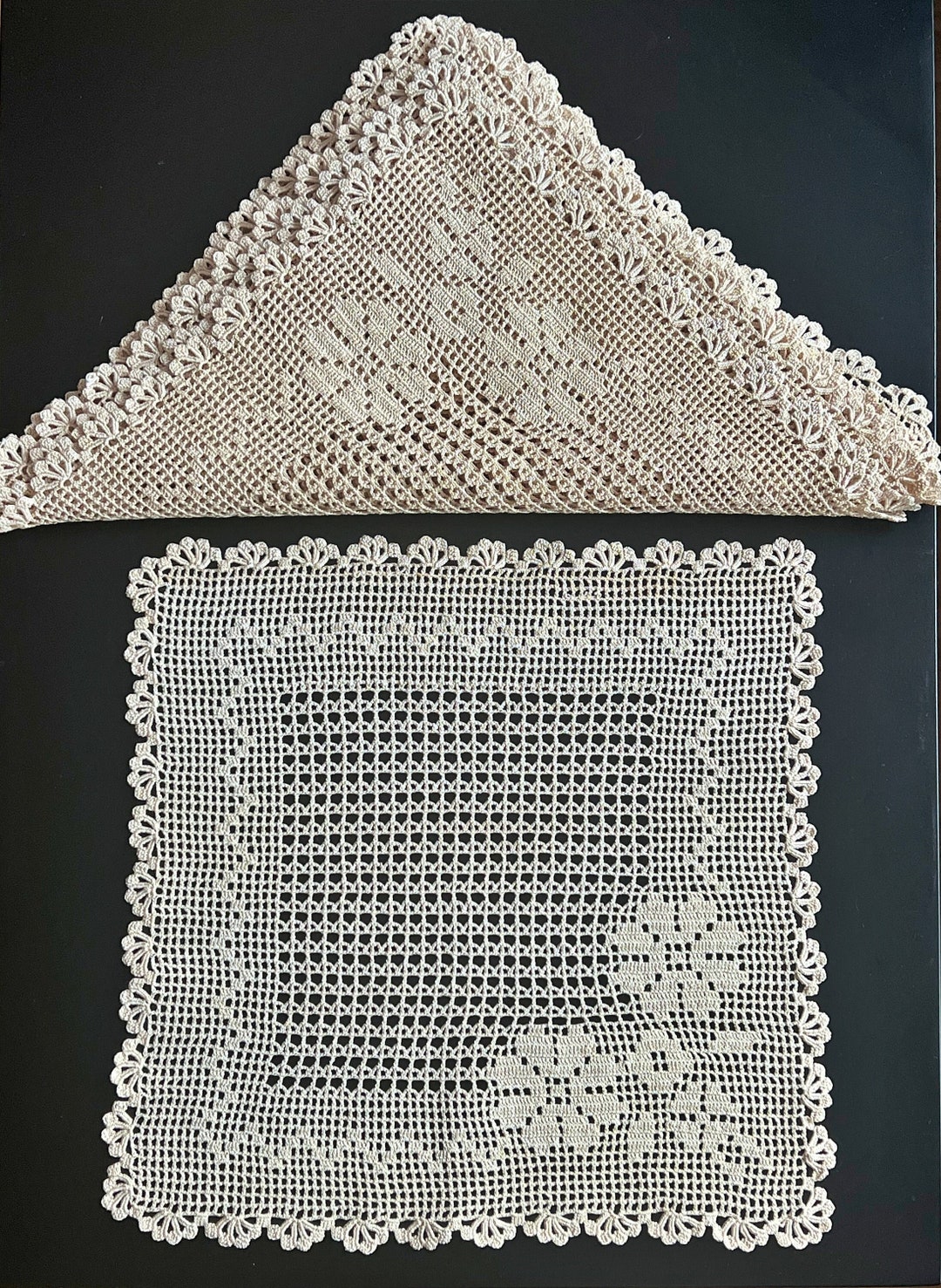 Vintage Handmade Crochet Square Lace | Vintage Lace Doily | Guest Room ...