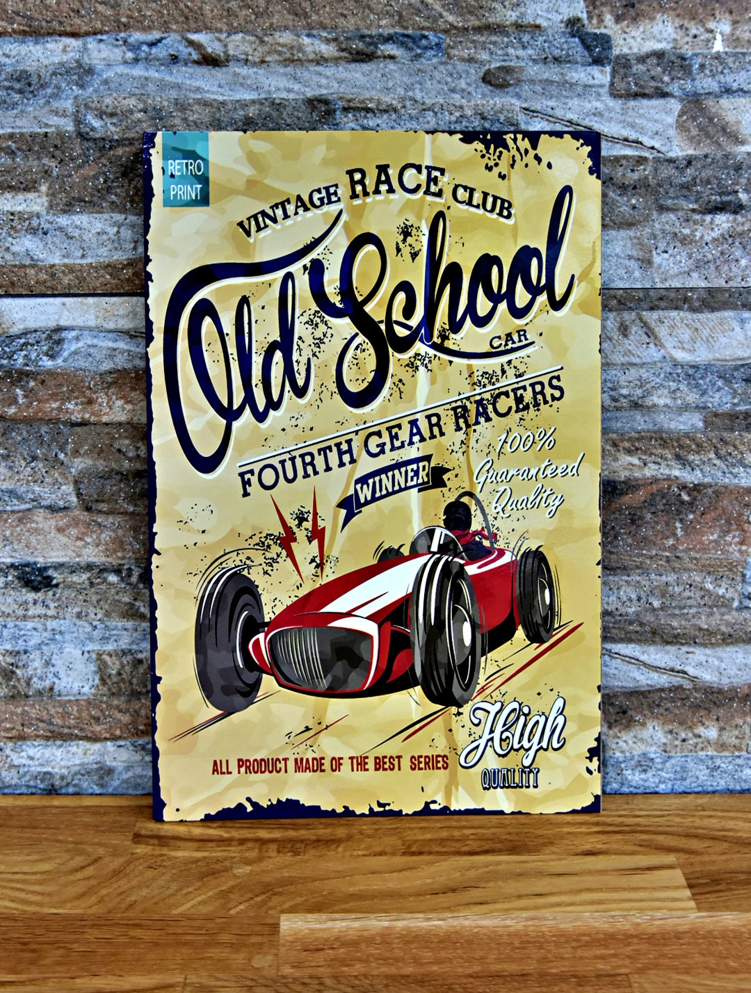 Vintage Poster, Race Club, Wooden Poster, Retro Poster, Old School Car ...
