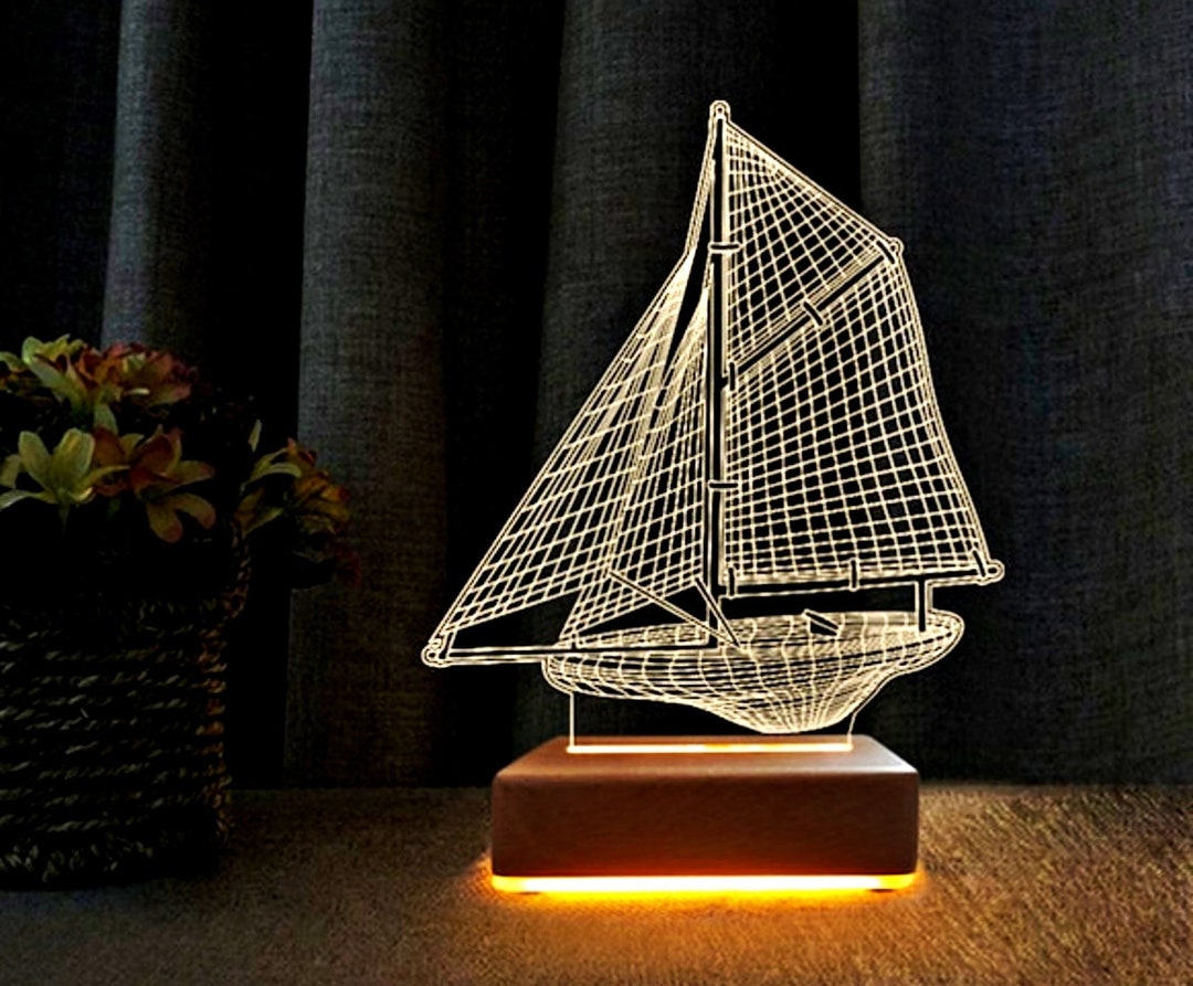 Sailing Boat Led Sign | Led Lamp | Ship 3D Night Light | Sailing Ship ...
