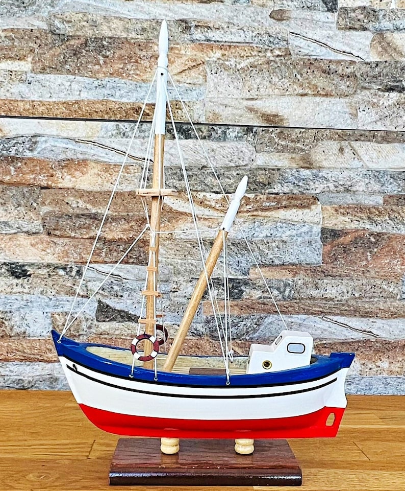 Handmade Wooden Ship Model Fishing Boat Wood Boat Model - Etsy