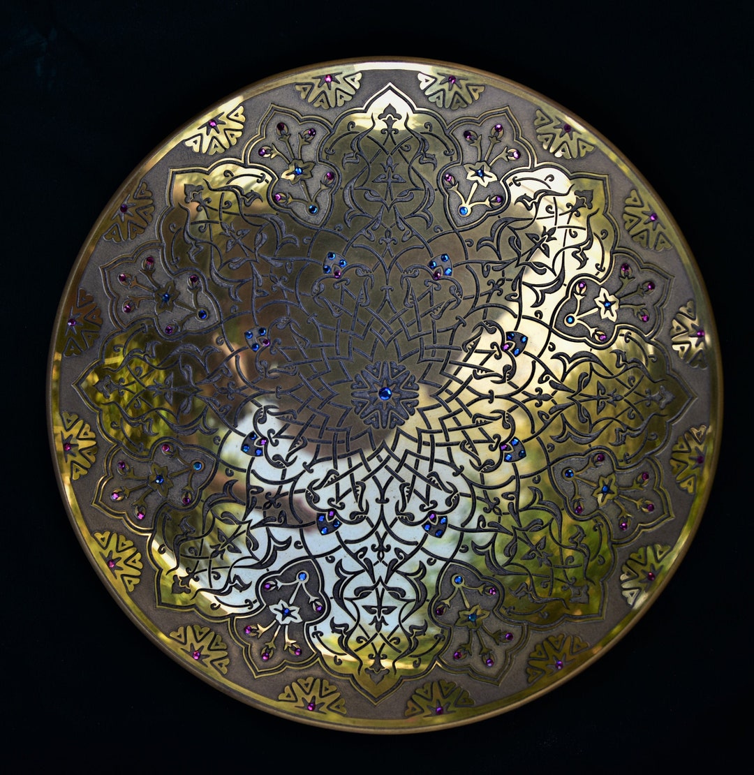 Vintage Decorative Plate Glasswork Gold Plated Handmade - Etsy UK