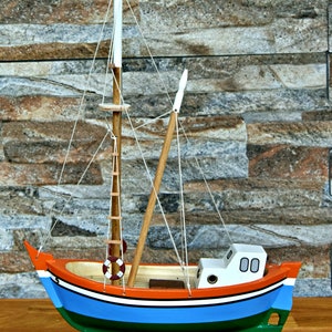 Handmade, Wooden Ship Model Fishing Boat, Wood Boat Model - Etsy