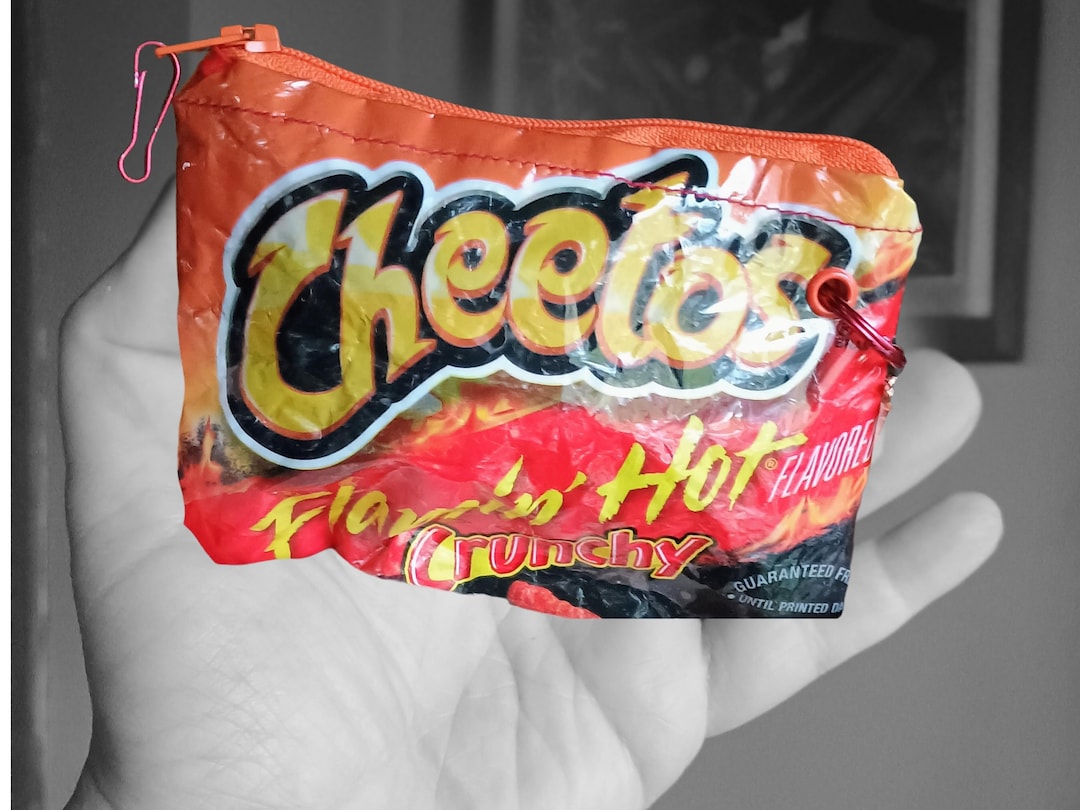 Upcycled Flamin' Hot Cheetos Lined Stash Bag Change Pouch Recycled Chip ...