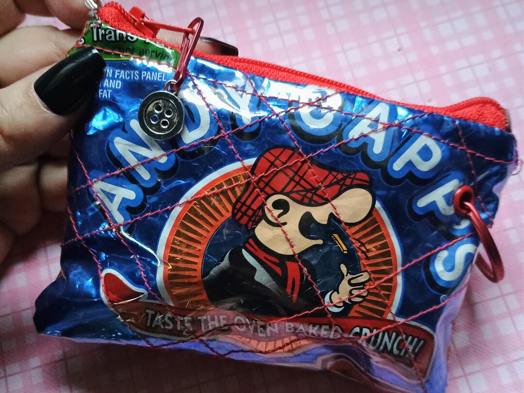 Upcycled Andy Capp's Hot Fries Quilted Vinyl Lined Stash Bag Change ...