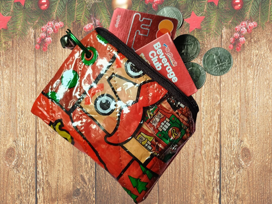 Upcycled Reese's Nutcracker Quilted Vinyl Cotton Lined Change Pouch Recycled Candy Snack Bag ...