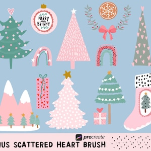Pink Christmas Clipart Set, Cute Illustrated Clipart Png for Christmas ...