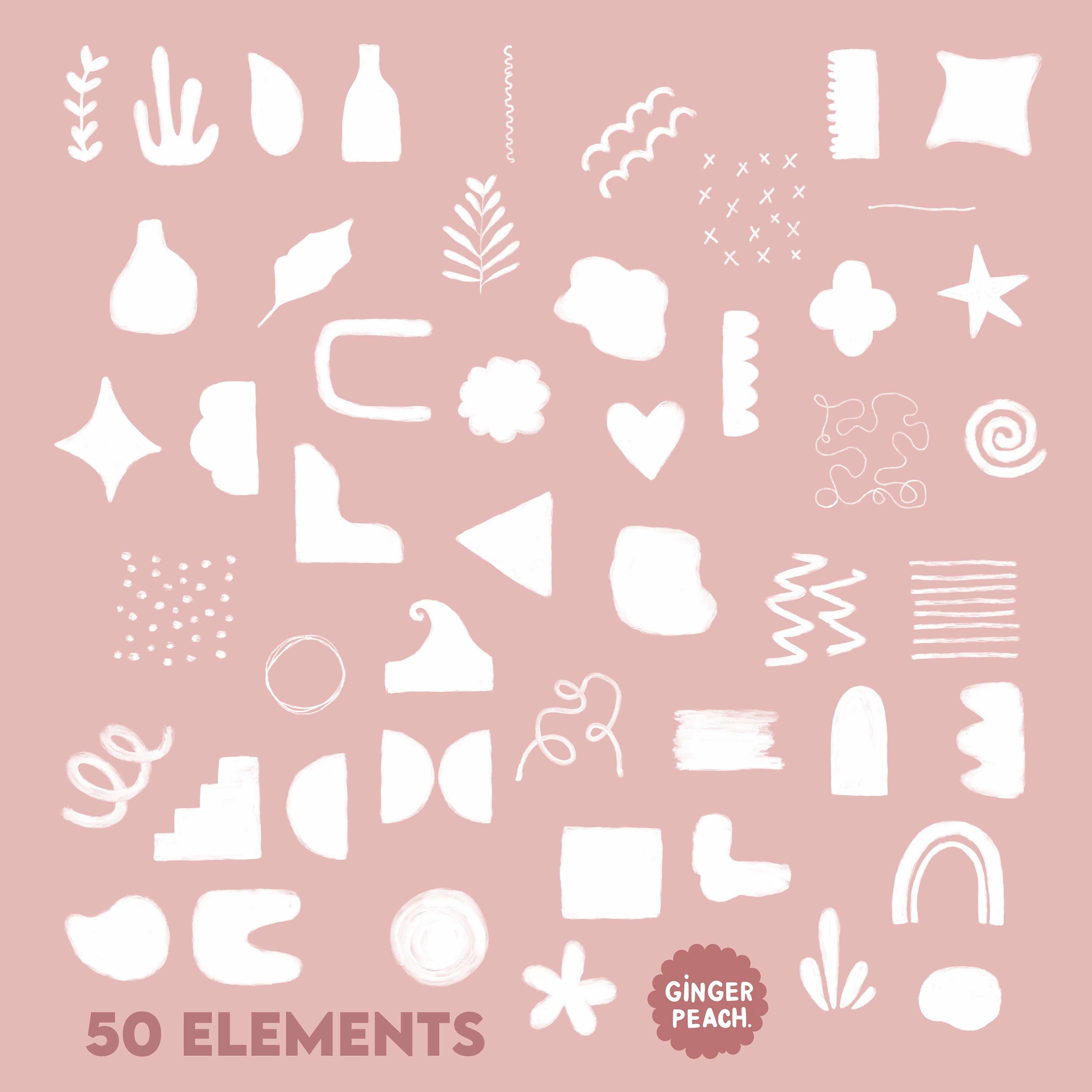 Abstract Boho Clipart, 50 Gouache Boho PNG Files With Gouache Brush ...