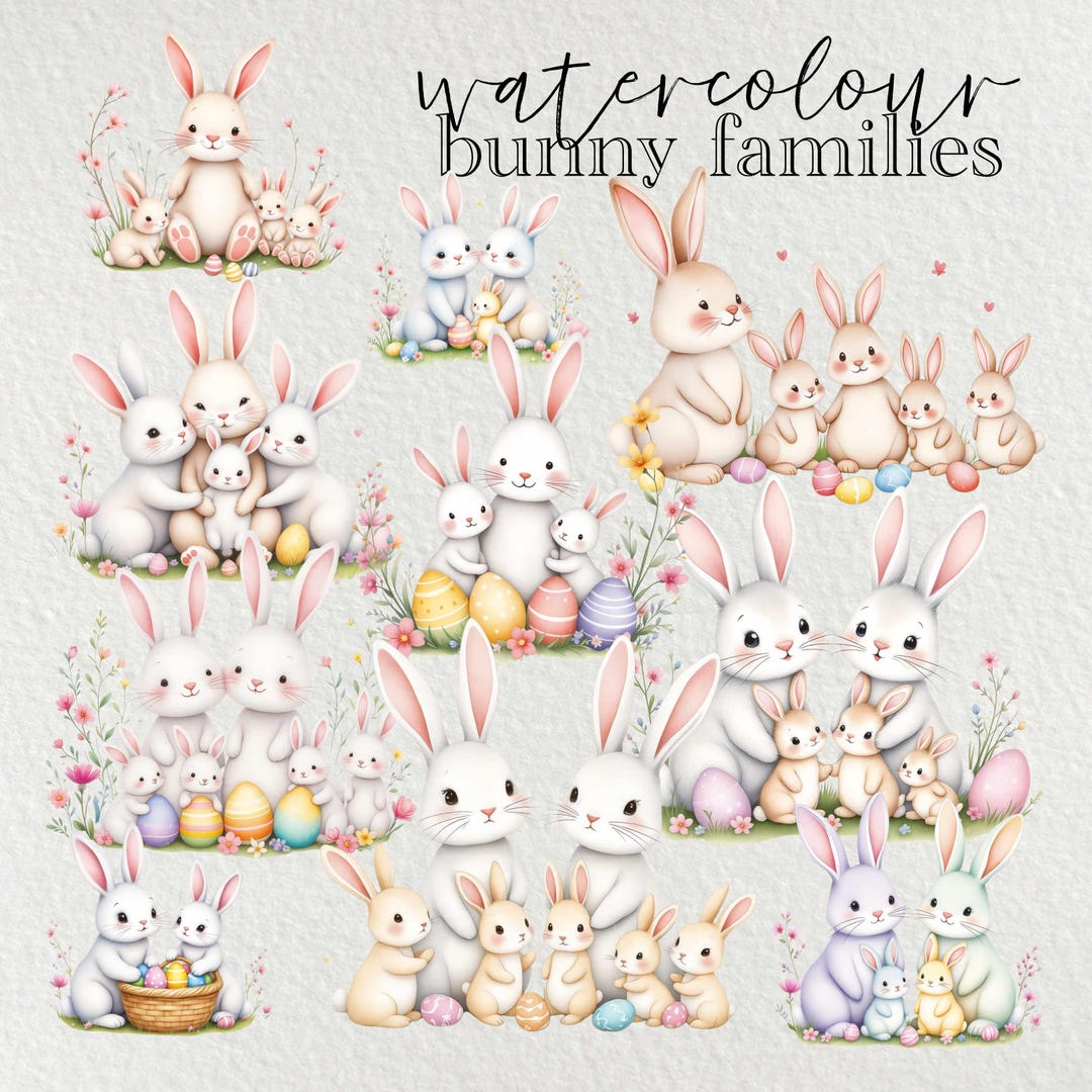 Bunny Family Sublimation Graphic for Easter, Easter Bunny Clipart ...