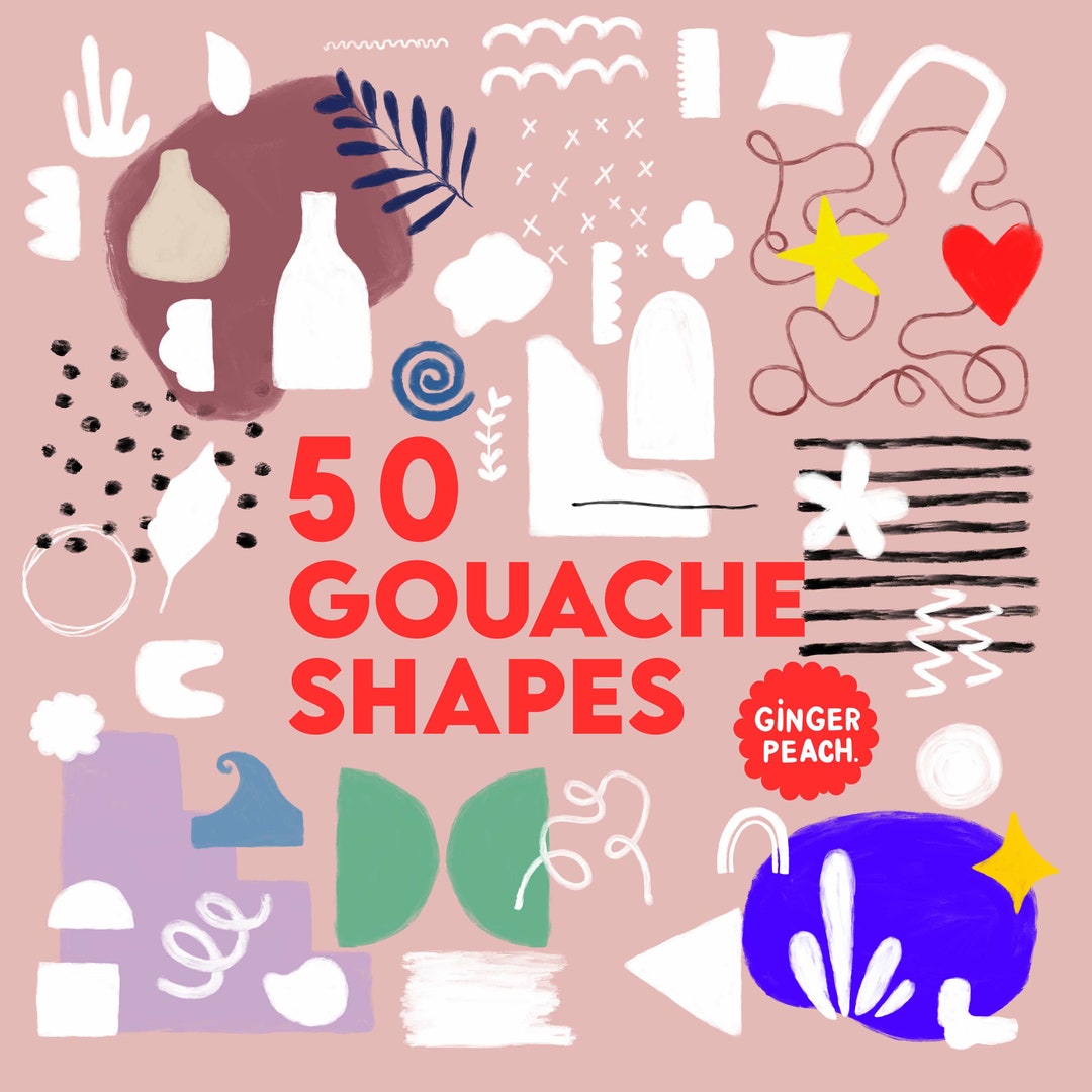 Abstract Boho Clipart, 50 Gouache Boho PNG Files With Gouache Brush ...