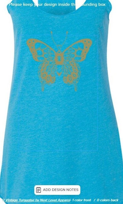 Blue Tank With Golden Nfinity Butterfly. - Etsy