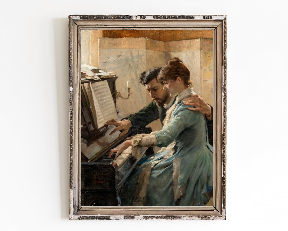 CANVAS ART PRINT | at the Piano Wall Art Print | Musical Instrument ...