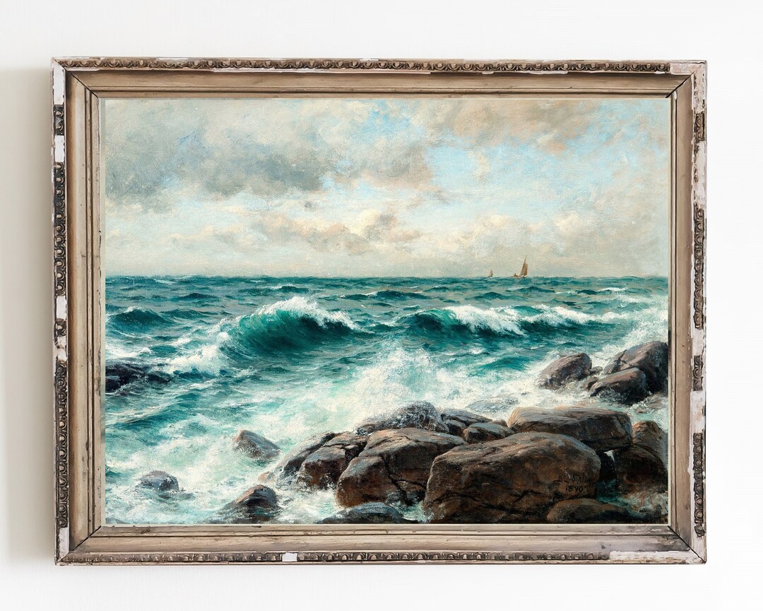 Vintage Seascape Canvas Art Print | Classic Ocean Waves - Etsy
