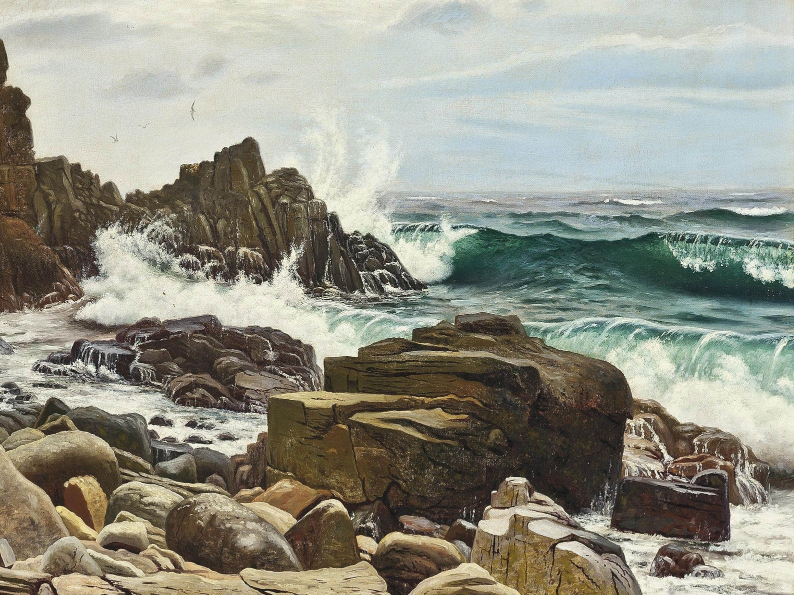 PRINTABLE ART Stormy Ocean Painting Cliff Painting | Etsy