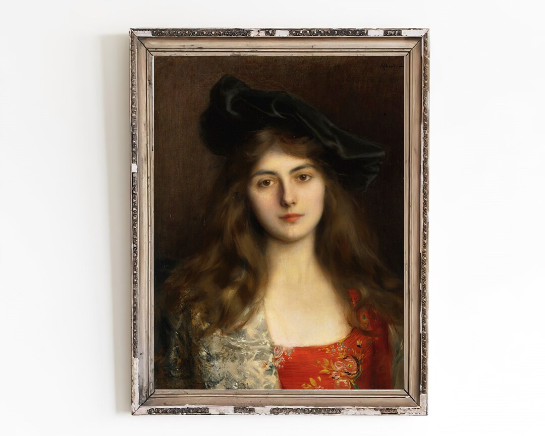 CANVAS ART PRINT | Vintage Girl Portrait Oil Painting | Antique Female ...