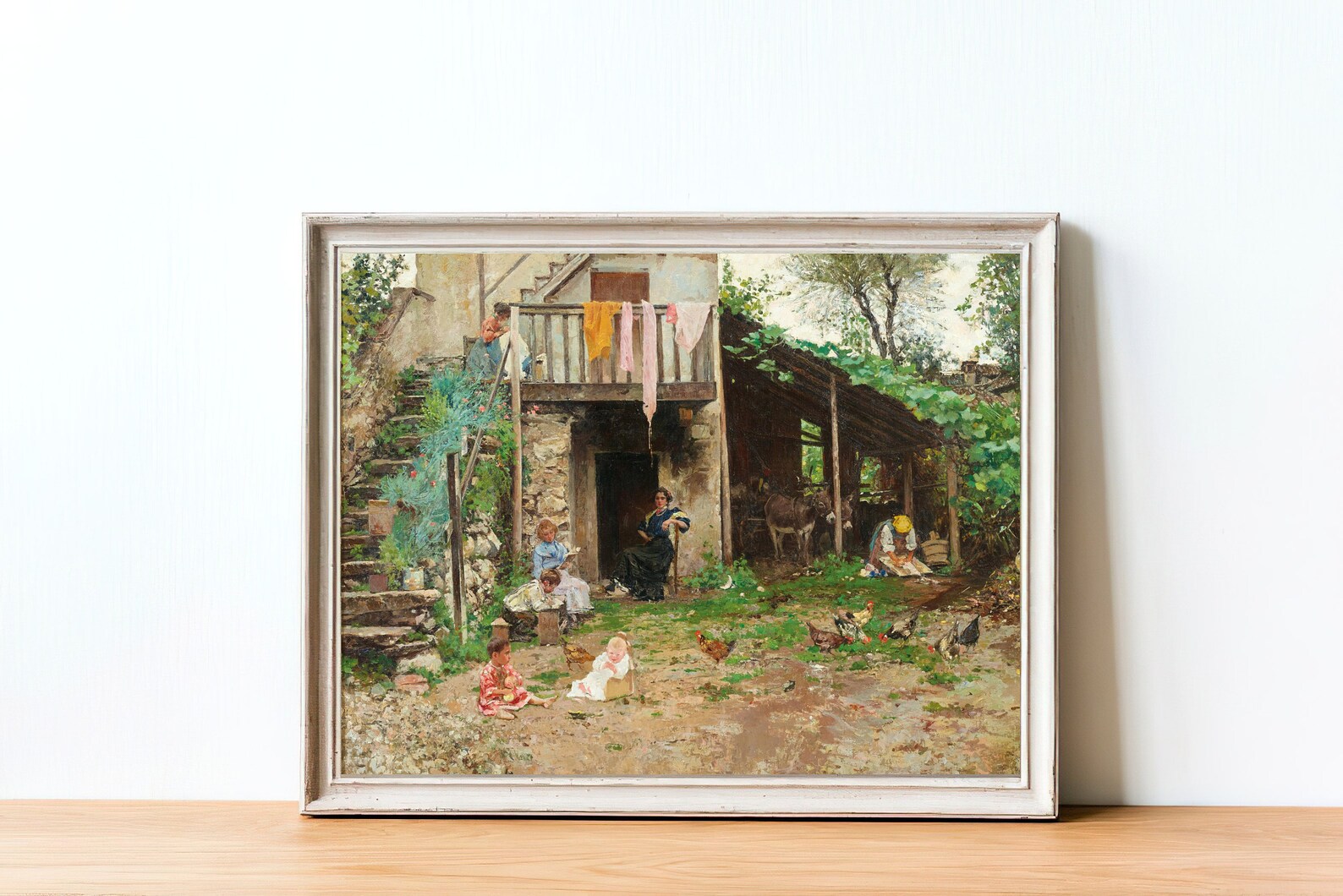 PRINTABLE ART | an Inner Courtyard Oil Painting | Vintage Yard Art ...